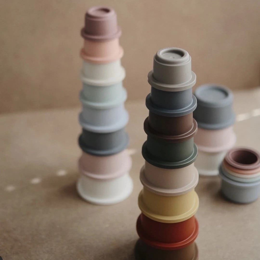 Stacking Cups Tower Toy Mushie Sensory Activity Baby Toddler Montessori ...